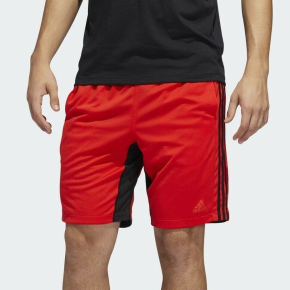 adidas | Shorts | Adidas Mens 4k Sport 3 Stripes Shorts Red Black ...